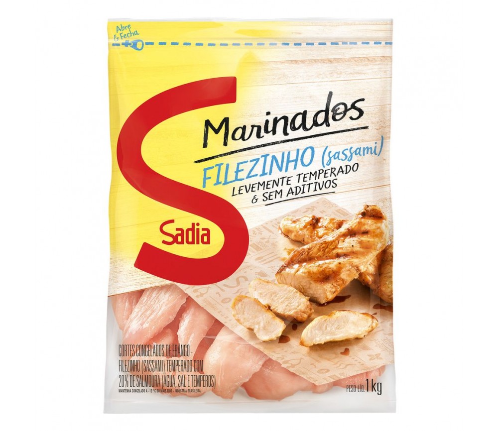 Filezinho Sassami de Frango Congelado Temperado Sadia Marinados 1kg