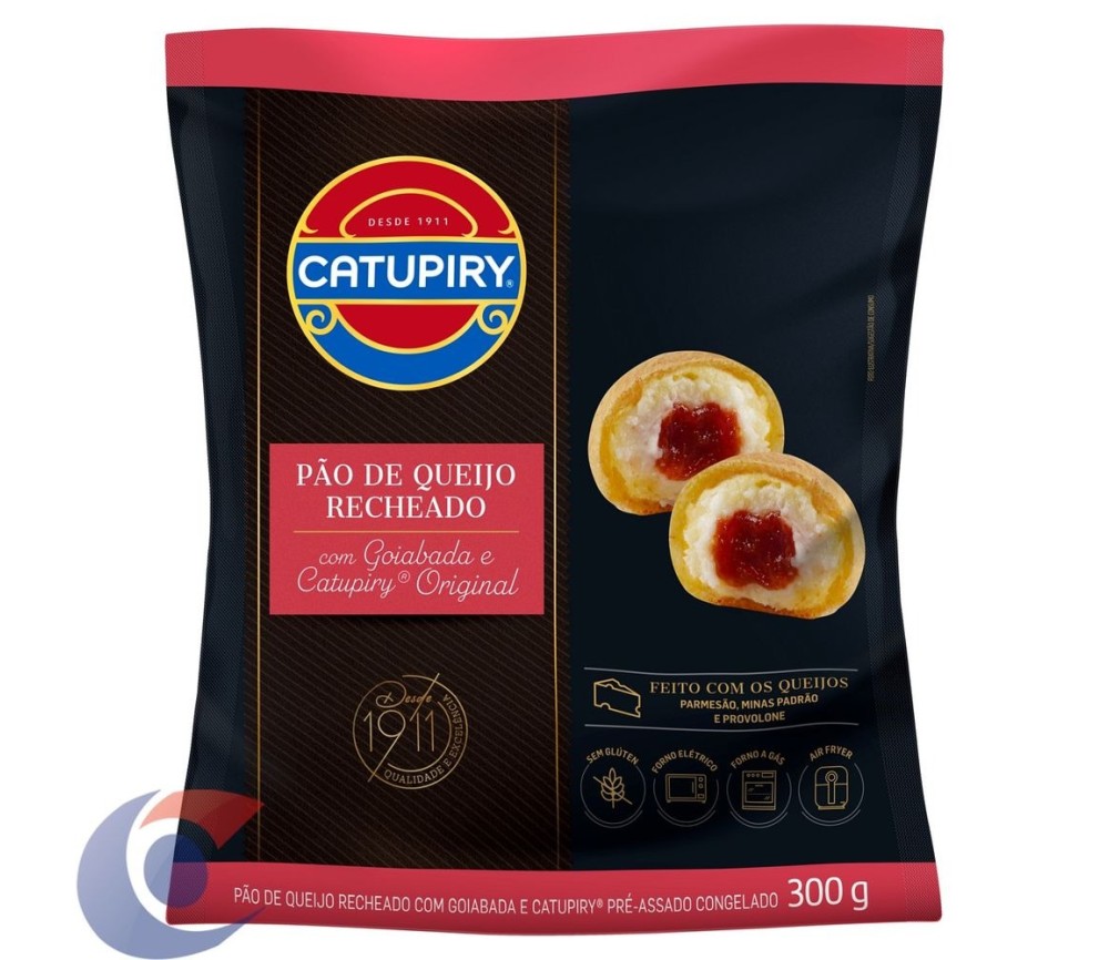 Pão De Queijo Catupiry Recheado Com Goiabada E Catupiry 300g